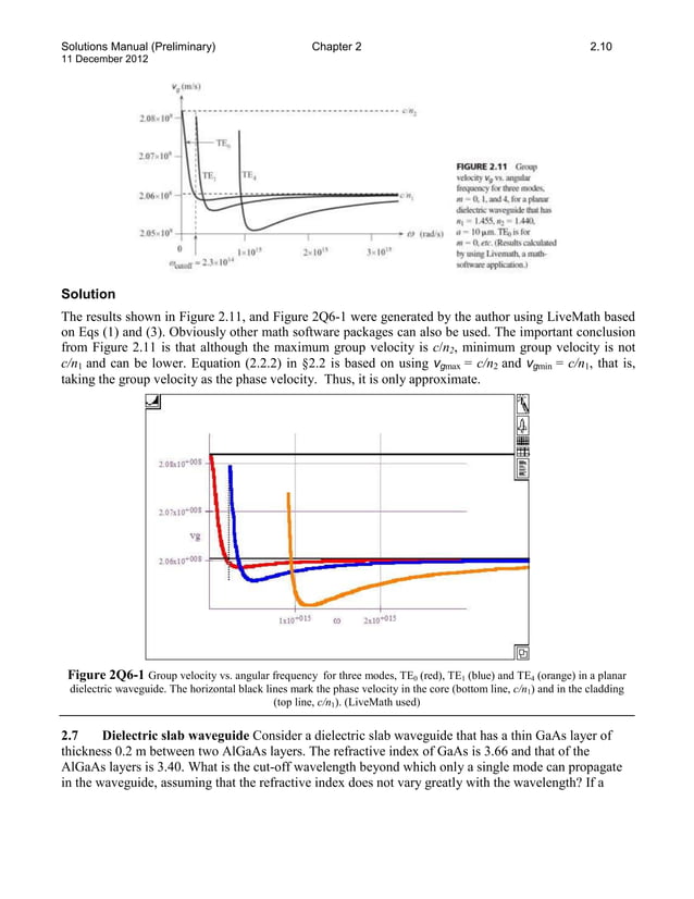 Solutions manual for optoelectronics and photonics principles and practices 2nd edition by kasap ...