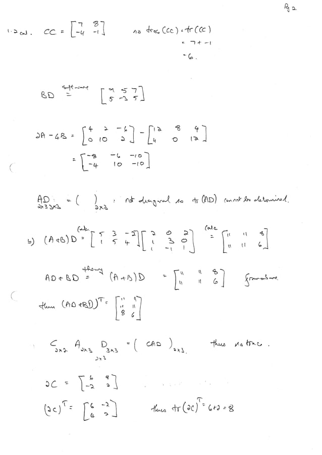 Solutions Matrices.pdf for engineering mathematics | PDF