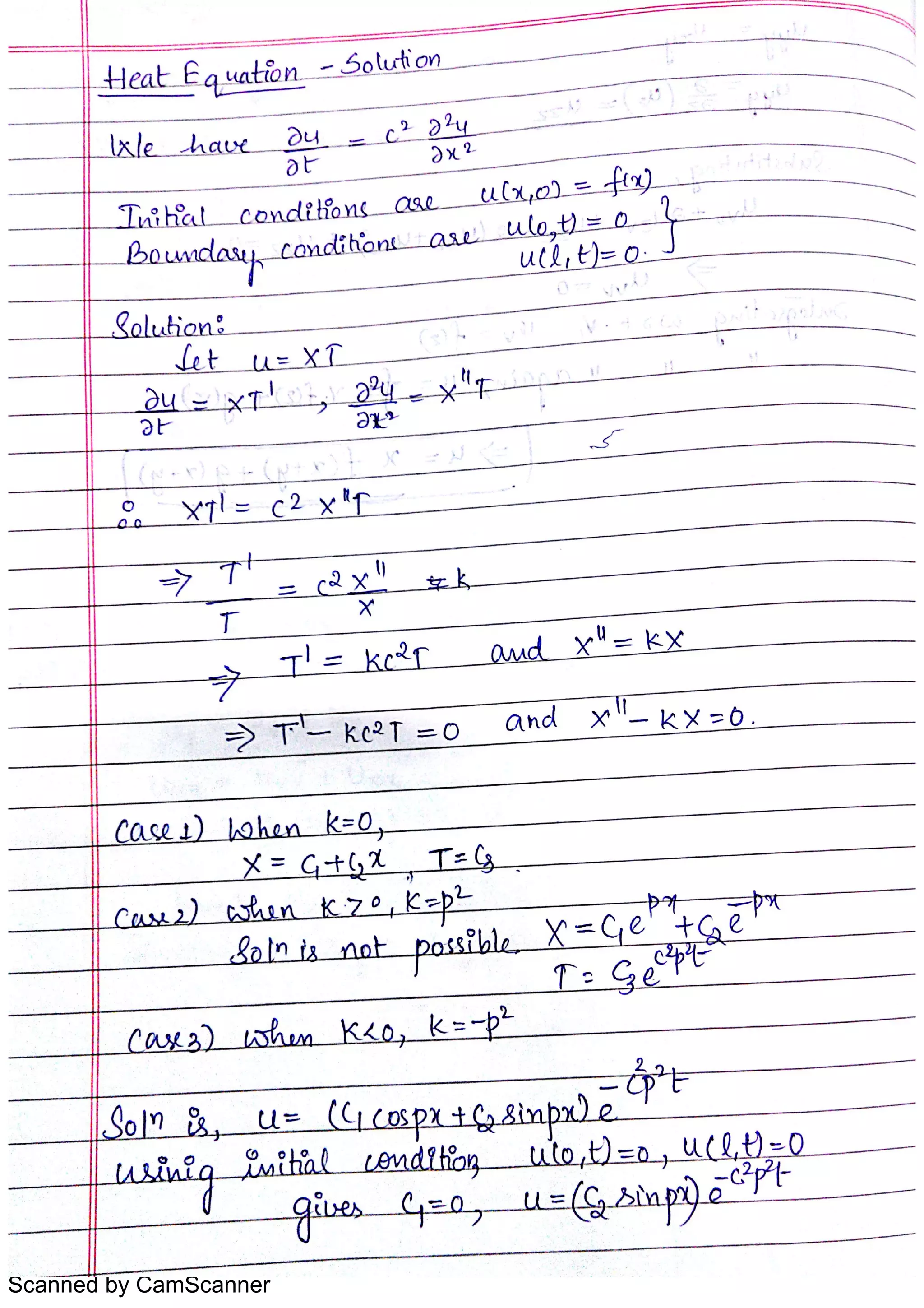 Solutions of heat equation and problems | PDF