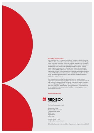 Red Box Recorders Solutions Overview | Voyager Networks | PDF