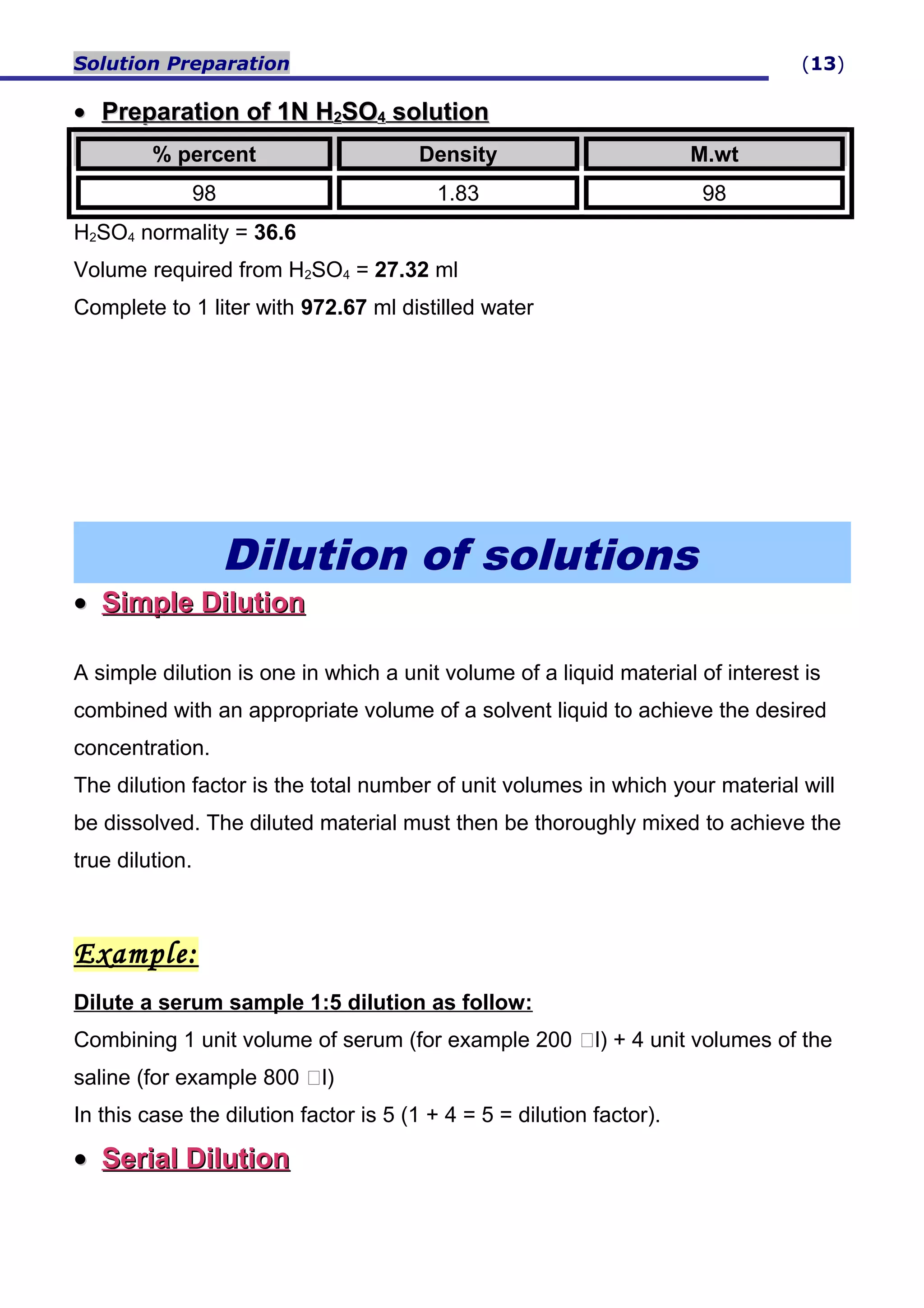 Solutions preparation | DOC