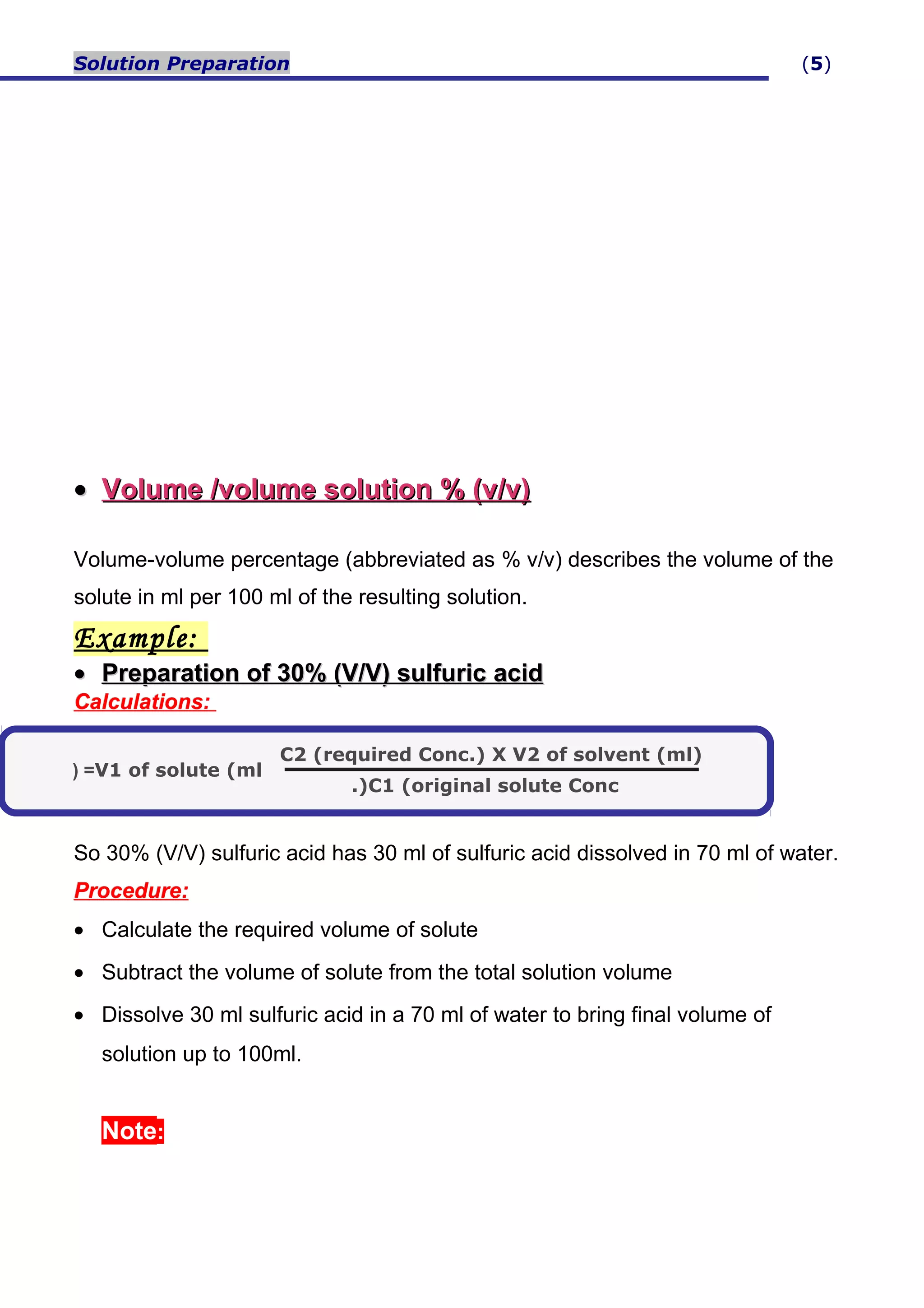 Solutions preparation | DOC