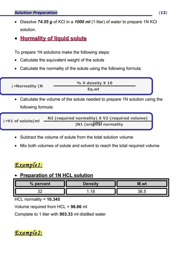 Solutions preparation | PDF