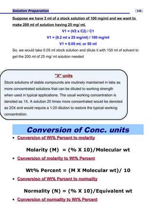 Solutions preparation | DOC
