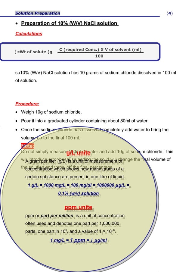 Solutions preparation | DOC | Chemistry | Science