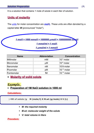 Solutions preparation | DOC
