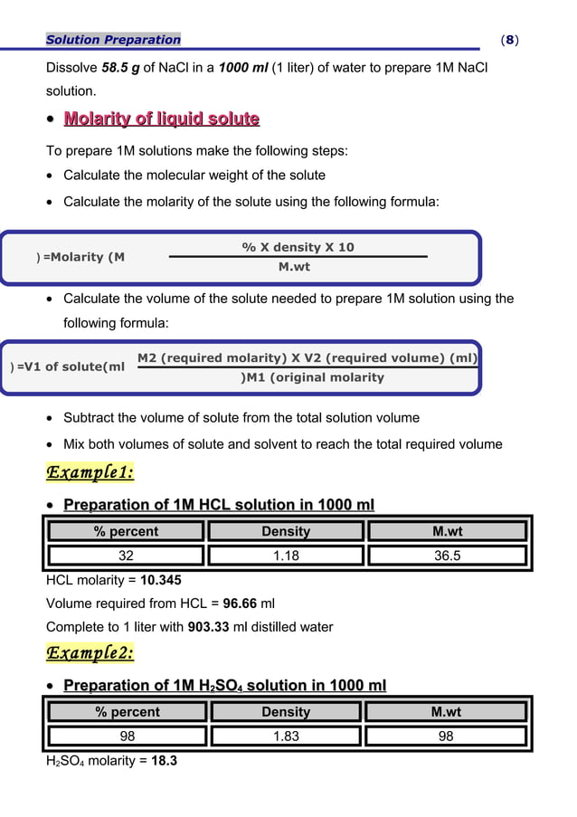 Solutions preparation | DOC | Chemistry | Science