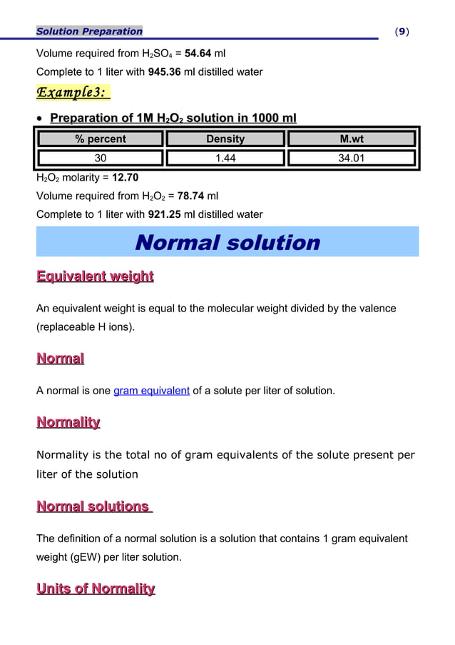 Solutions preparation | DOC | Chemistry | Science