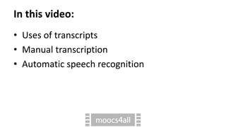 Solutions to create audio transcripts | PPT