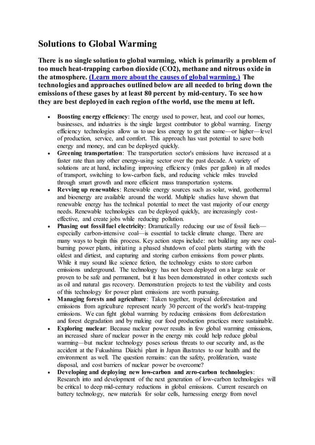 Solutions to global warming | PDF