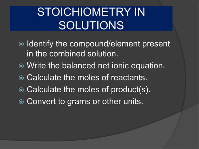 Solution stoichiometry.pptx | Chemistry | Science