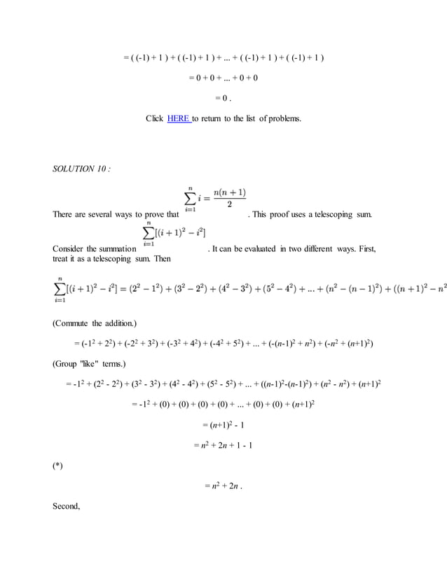 Solutions to the algebra of summation notation | DOCX
