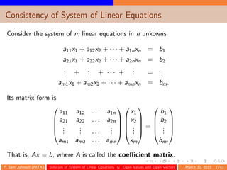Solution to linear equhgations