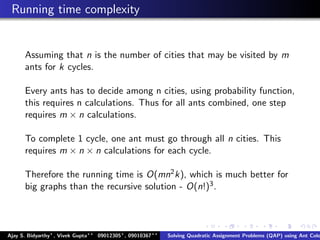 Solving Quadratic Assignment Problems (QAP) using Ant Colony System | PDF