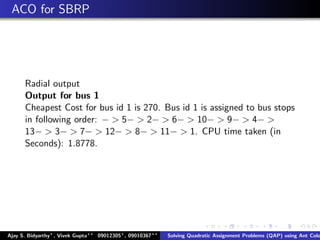 Solving Quadratic Assignment Problems (QAP) using Ant Colony System | PDF