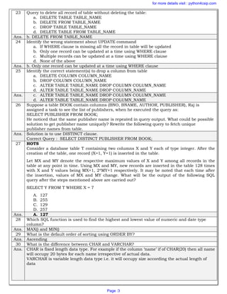 WORKSHEET SQL SOLVED FOR CLASS XII FINAL | PDF