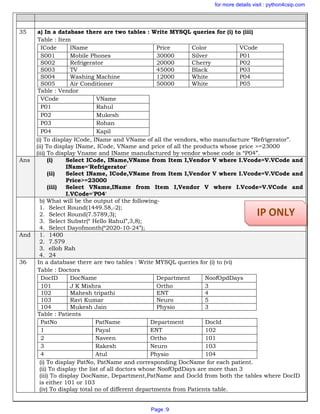 WORKSHEET SQL SOLVED FOR CLASS XII FINAL | PDF