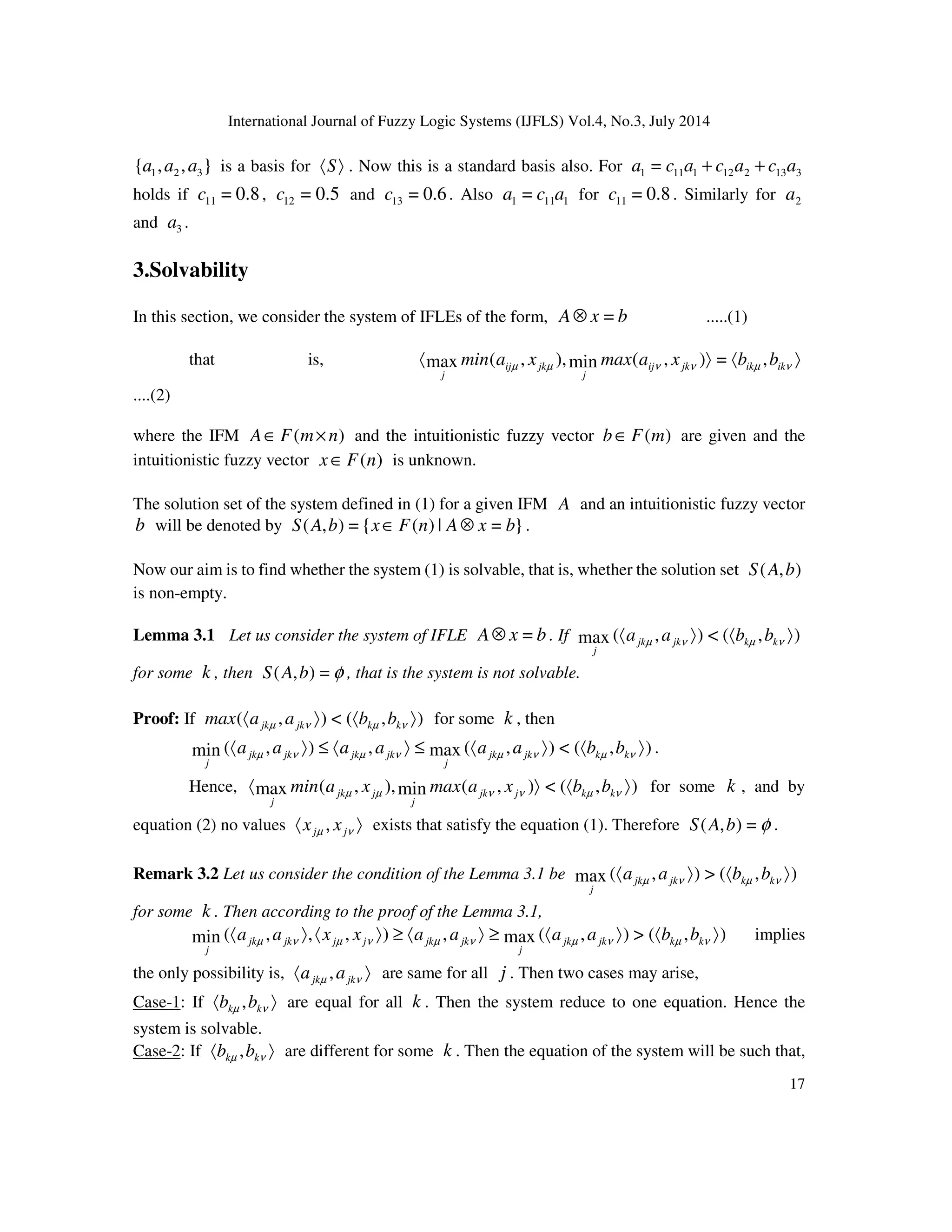 Solvability Of System Of Intuitionistic Fuzzy Linear Equations Pdf