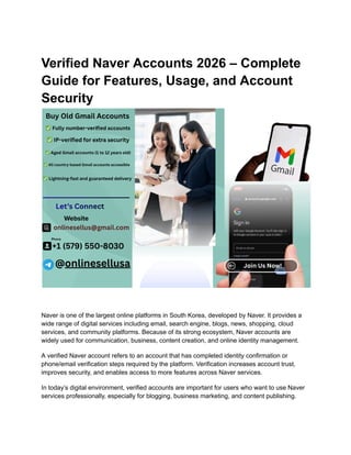 [Solved] B~uy Verfied Naver Accounts Easy Tips for New 2026. | PDF