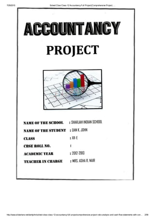 Solved cbse class 12 accountancy full project(comprehensive project ...