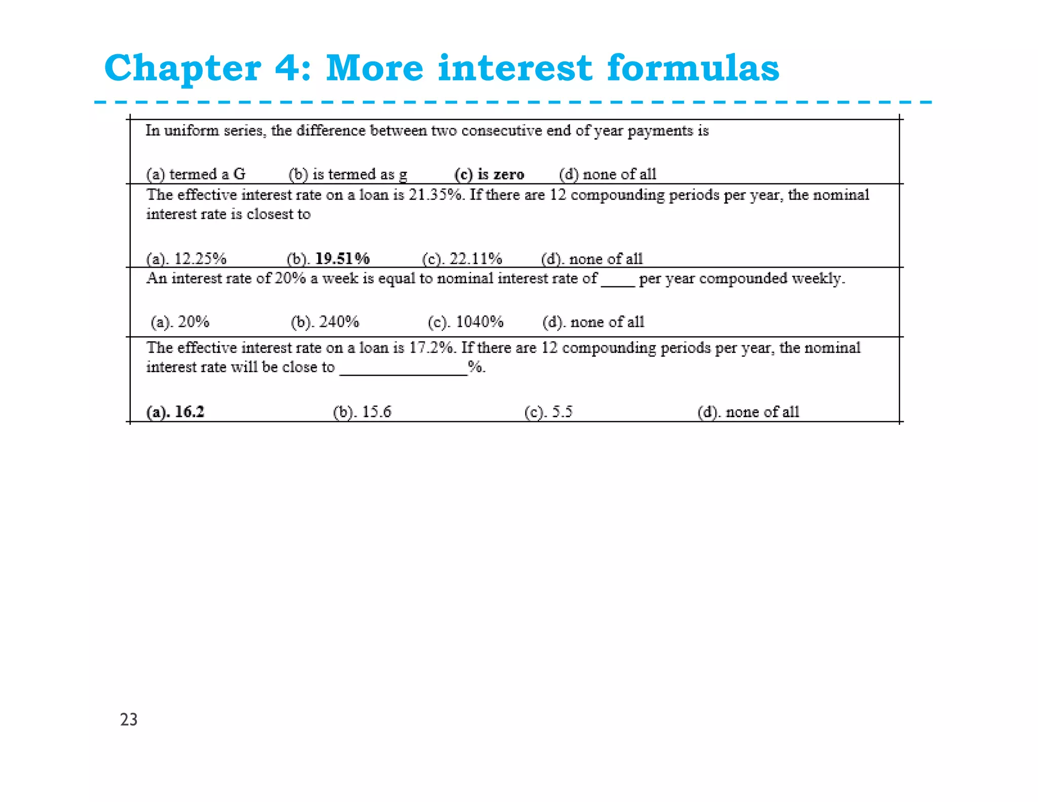 Engineering Economics: Solved exam problems [ch1-ch4] | PDF