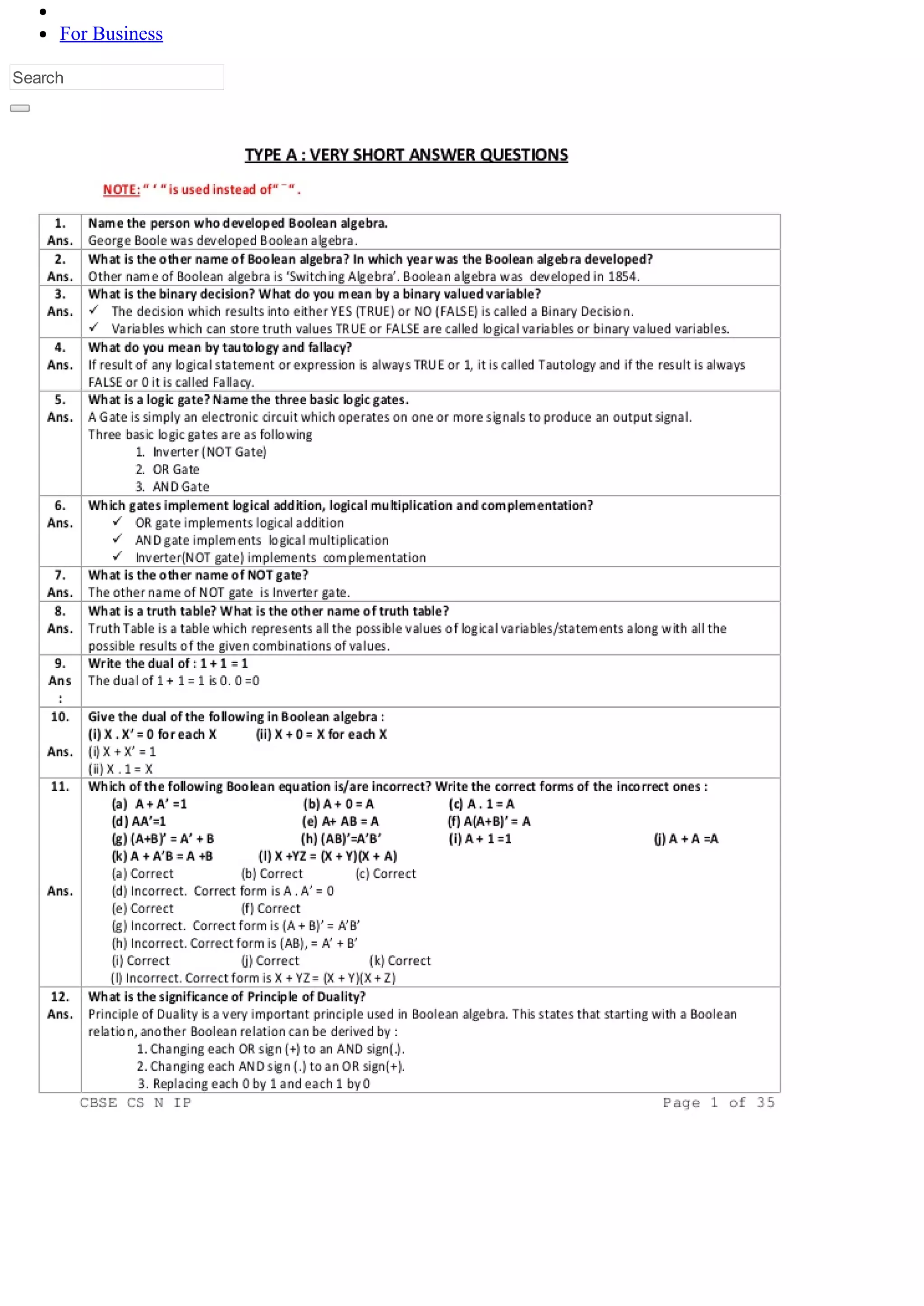 Solved exercise boolean-algebra | PDF
