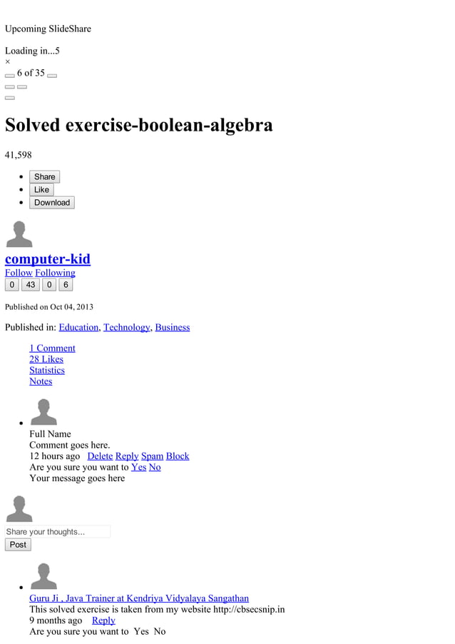 Solved exercise boolean-algebra | PDF