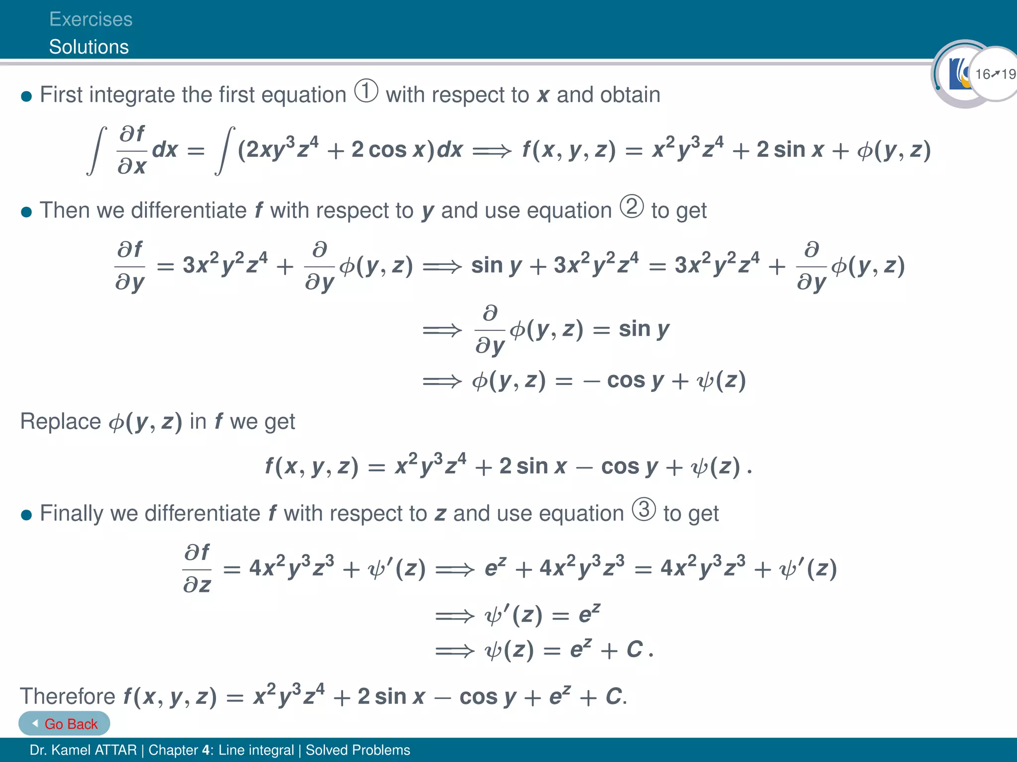 Solved exercises line integral | PDF