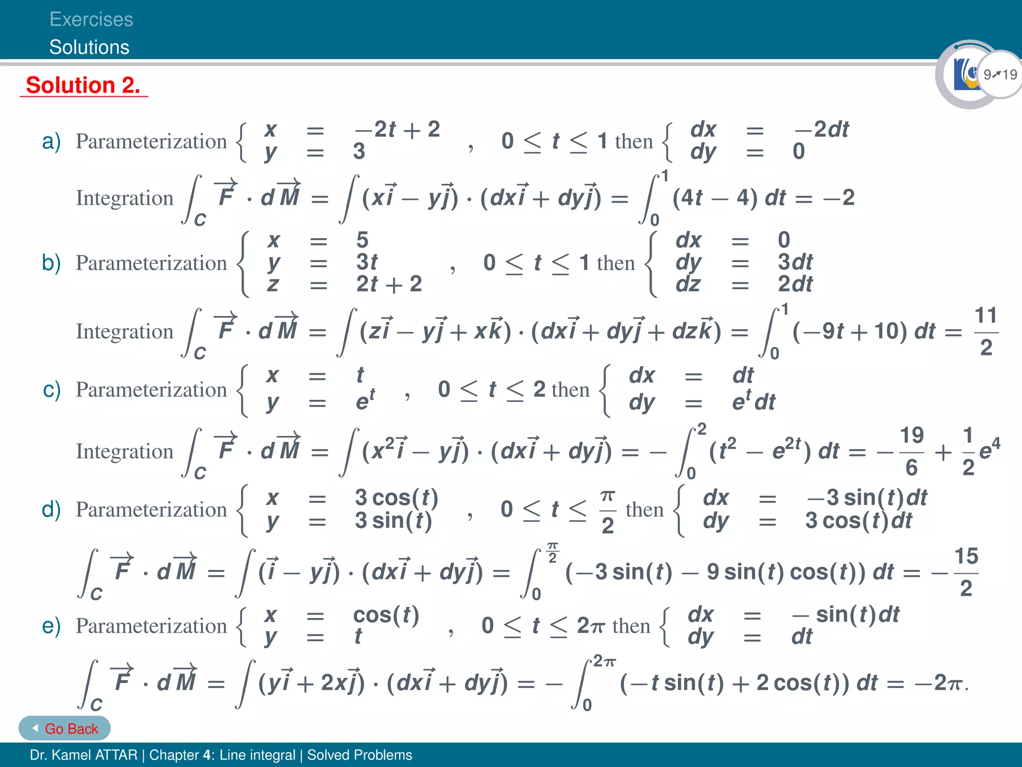 Solved exercises line integral | PPT Solved exercises line integral | PPT