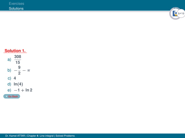Solved exercises line integral | PPT Solved exercises line integral | PPT