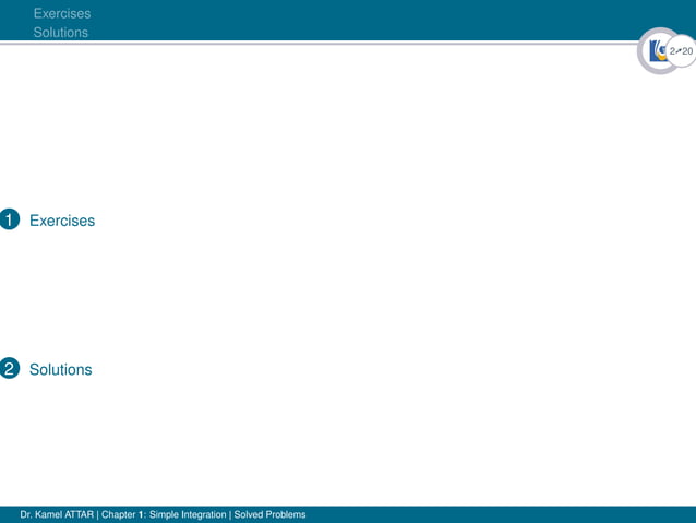 Solved exercises simple integration | PPT Solved exercises simple integration | PPT