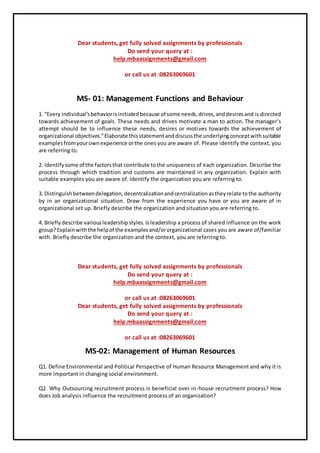 Solved mba assignments | DOCX