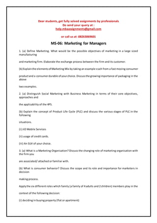 Solved mba assignments | DOCX