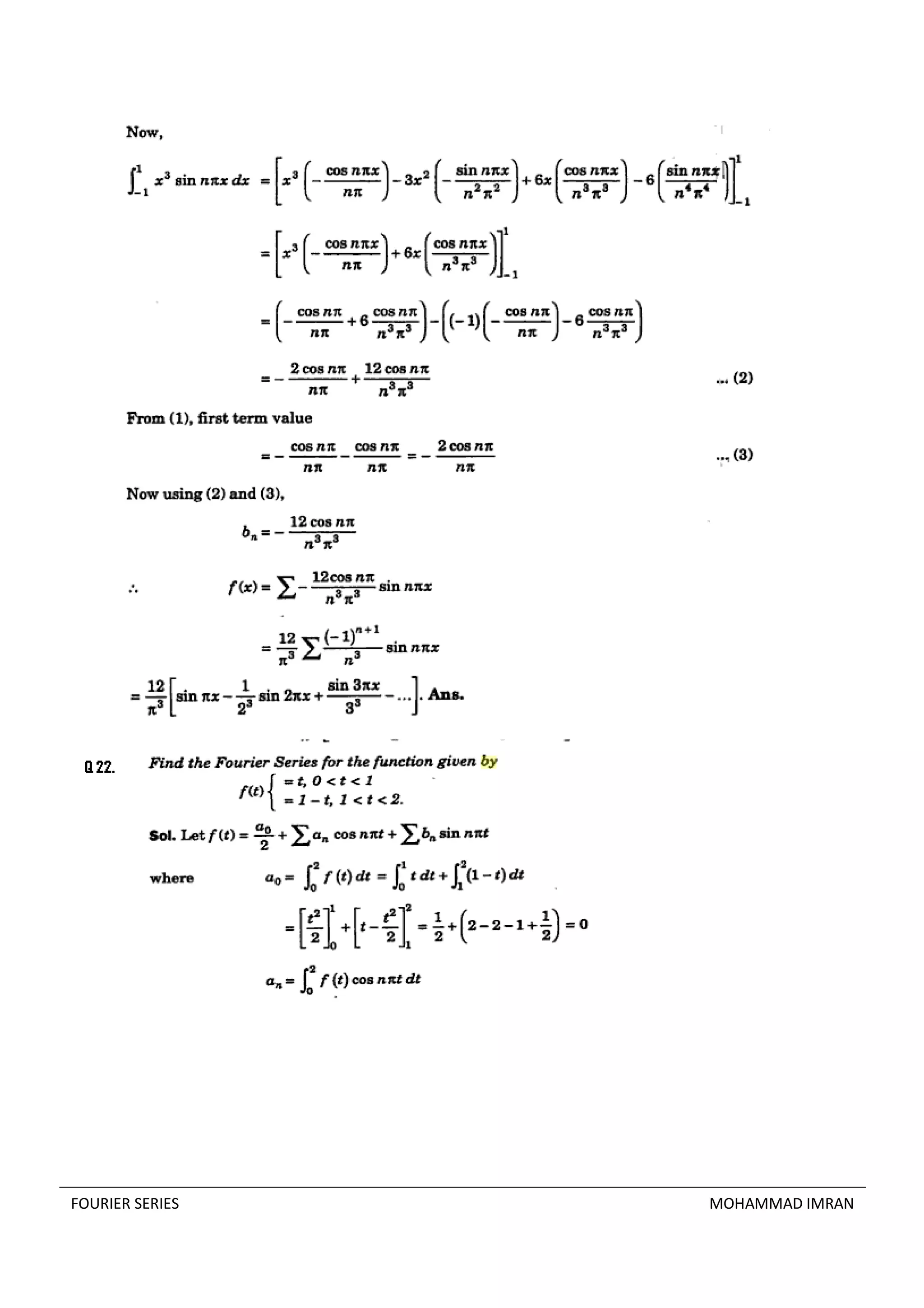 solved examples in fourier series. | PDF
