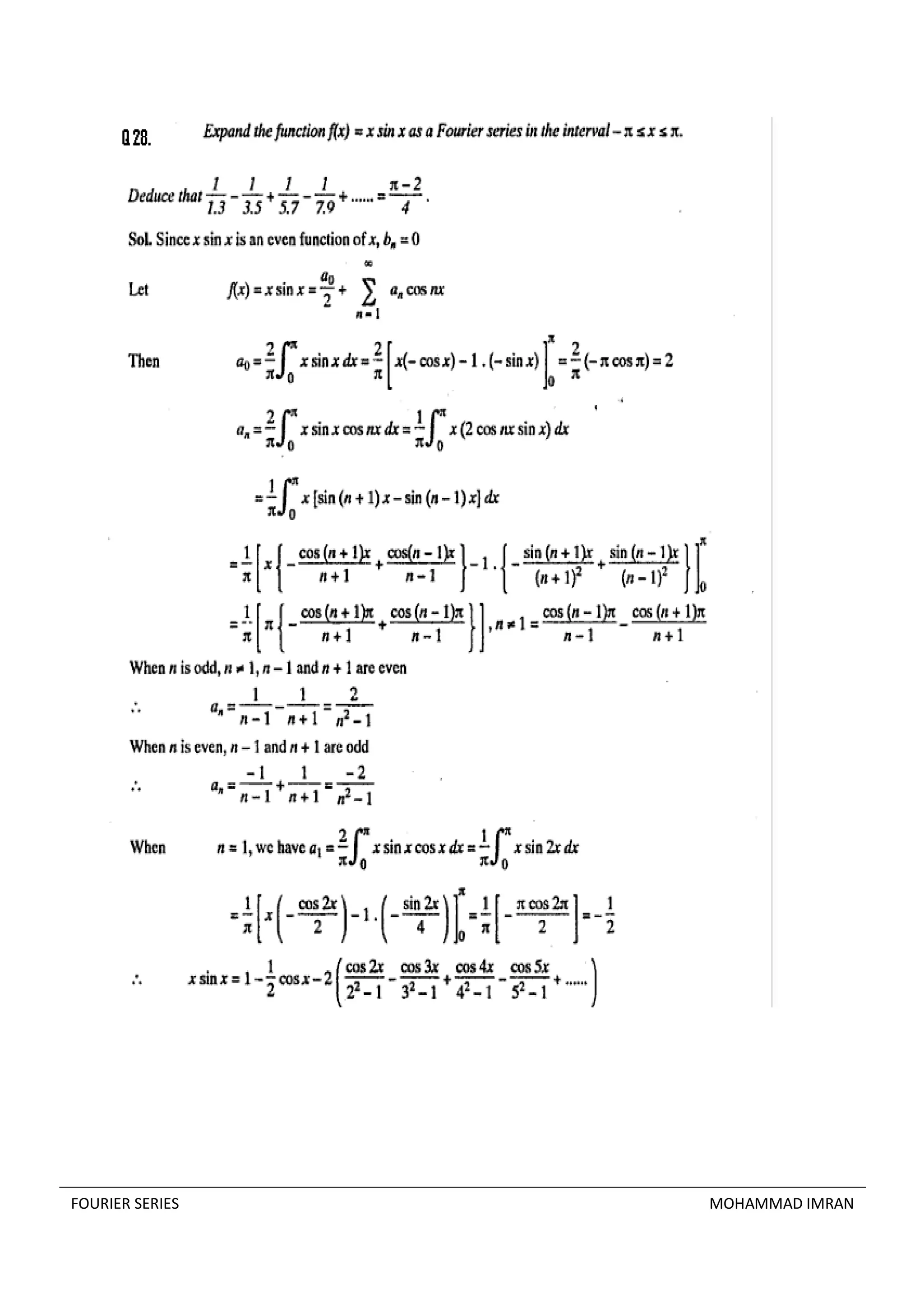 solved examples in fourier series. | PDF