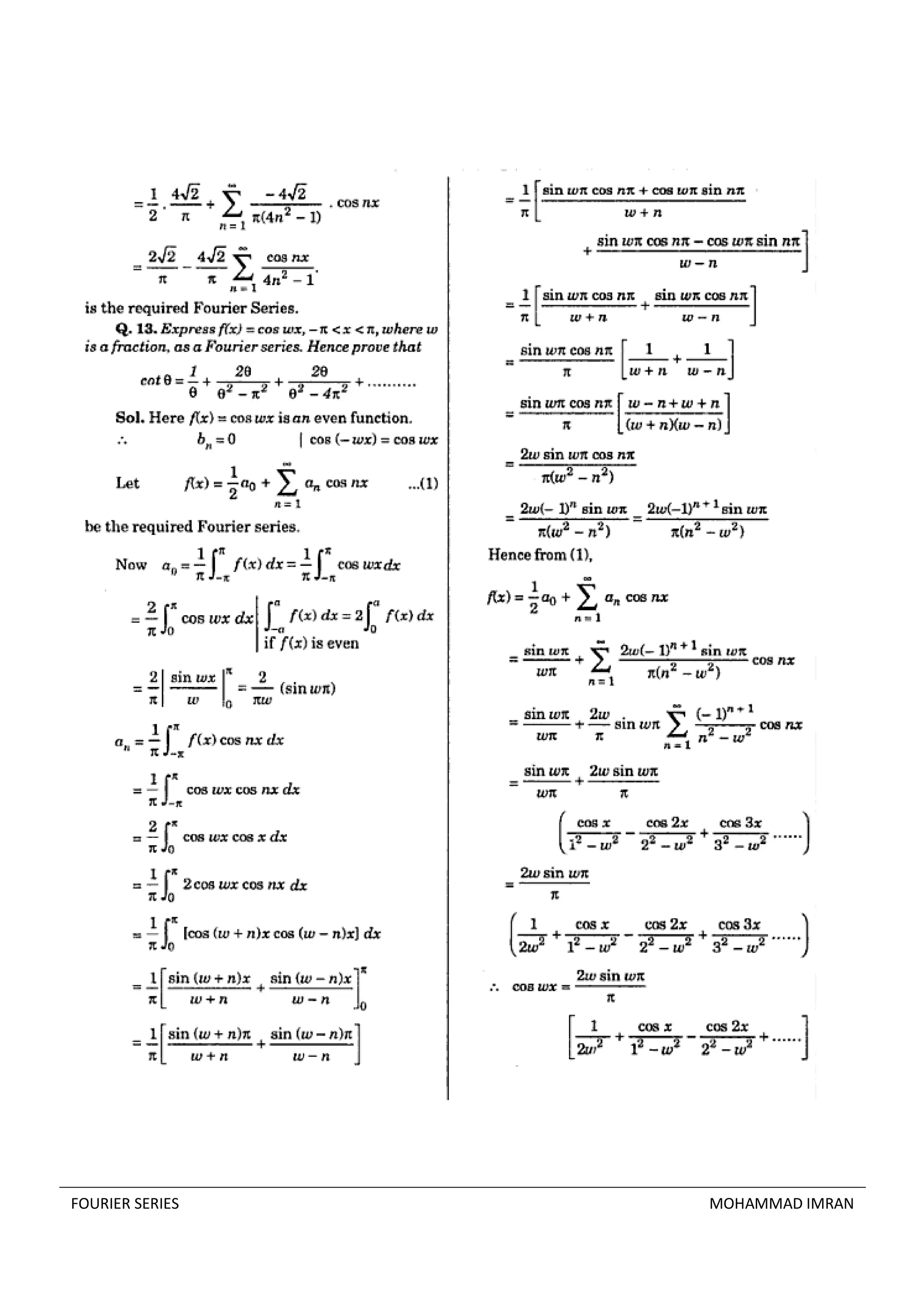 Solved Examples In Fourier Series Pdf