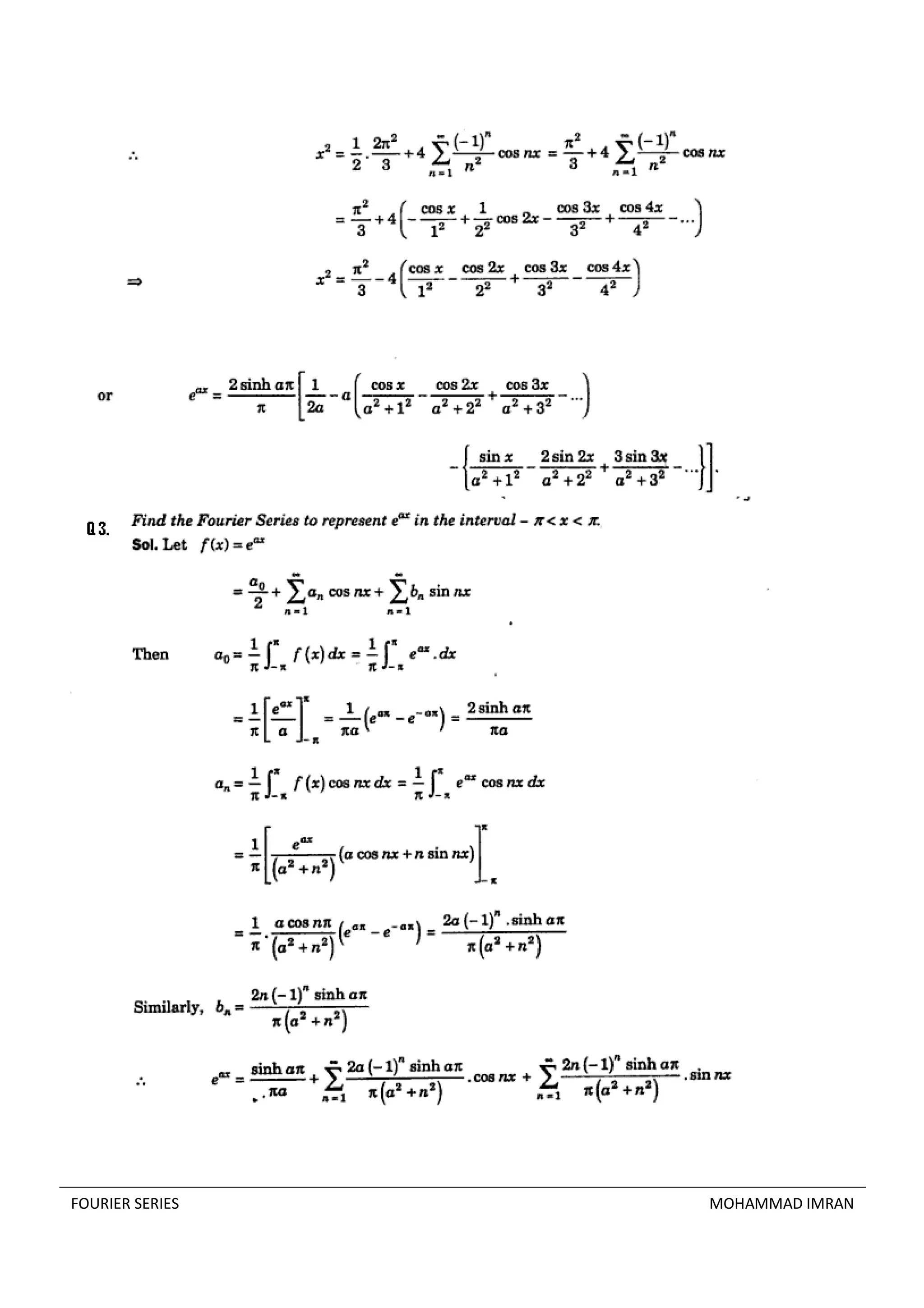solved examples in fourier series. | PDF