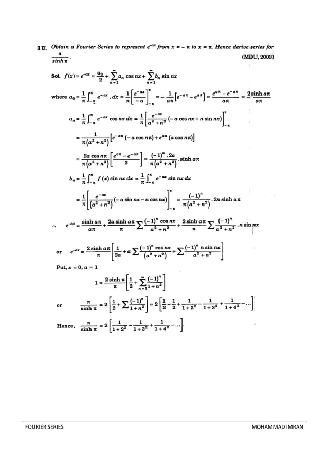 solved examples in fourier series. | PDF