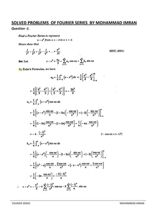 solved examples in fourier series. | PDF