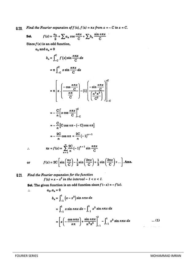 solved examples in fourier series. | PDF