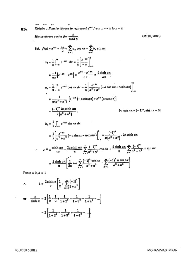 solved examples in fourier series. | PDF