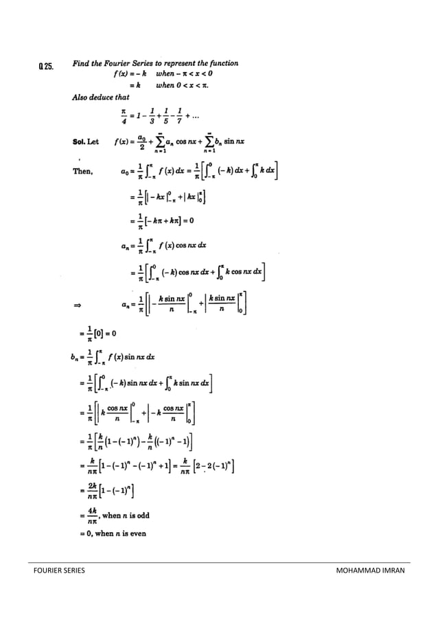 solved examples in fourier series. | PDF