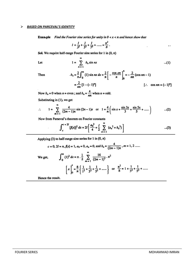 Solved Examples In Fourier Series Pdf