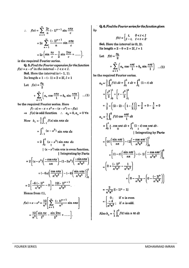 solved examples in fourier series. | PDF
