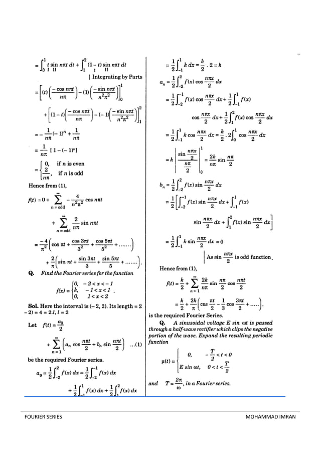 solved examples in fourier series. | PDF