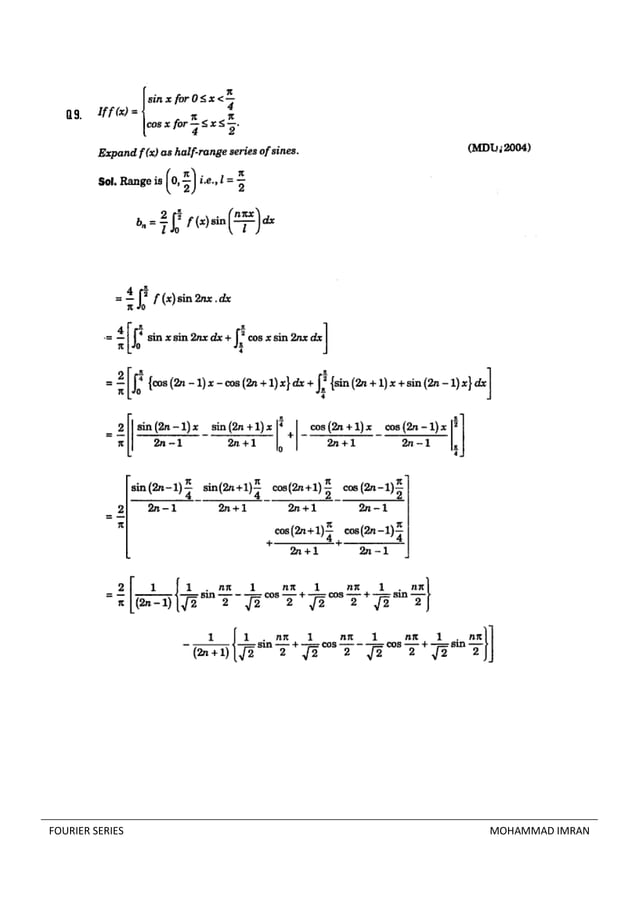 solved examples in fourier series. | PDF