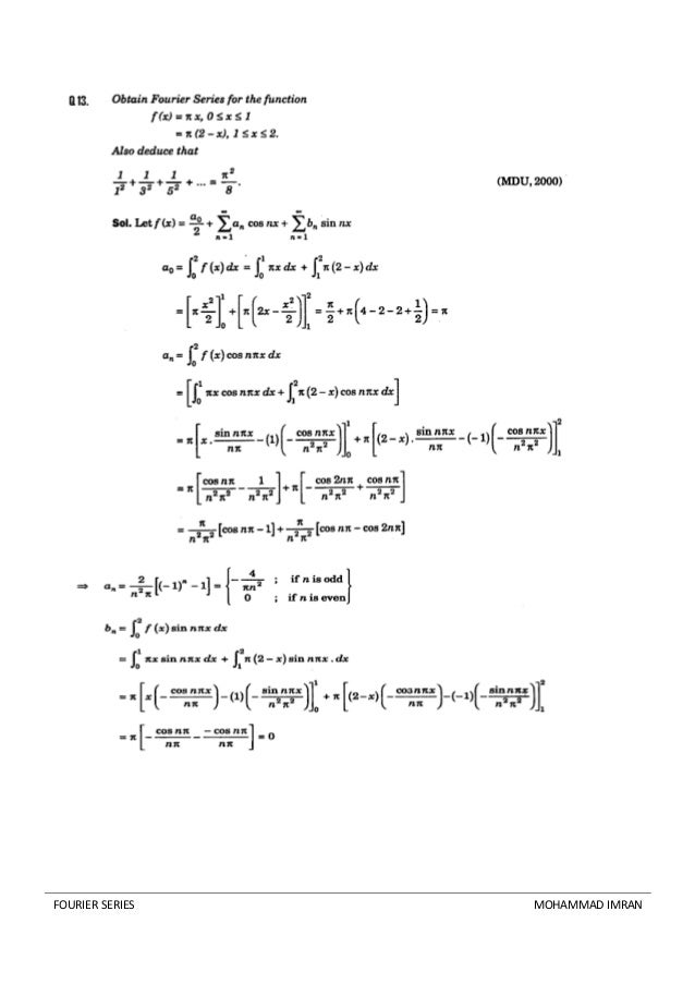 Solved Examples In Fourier Series