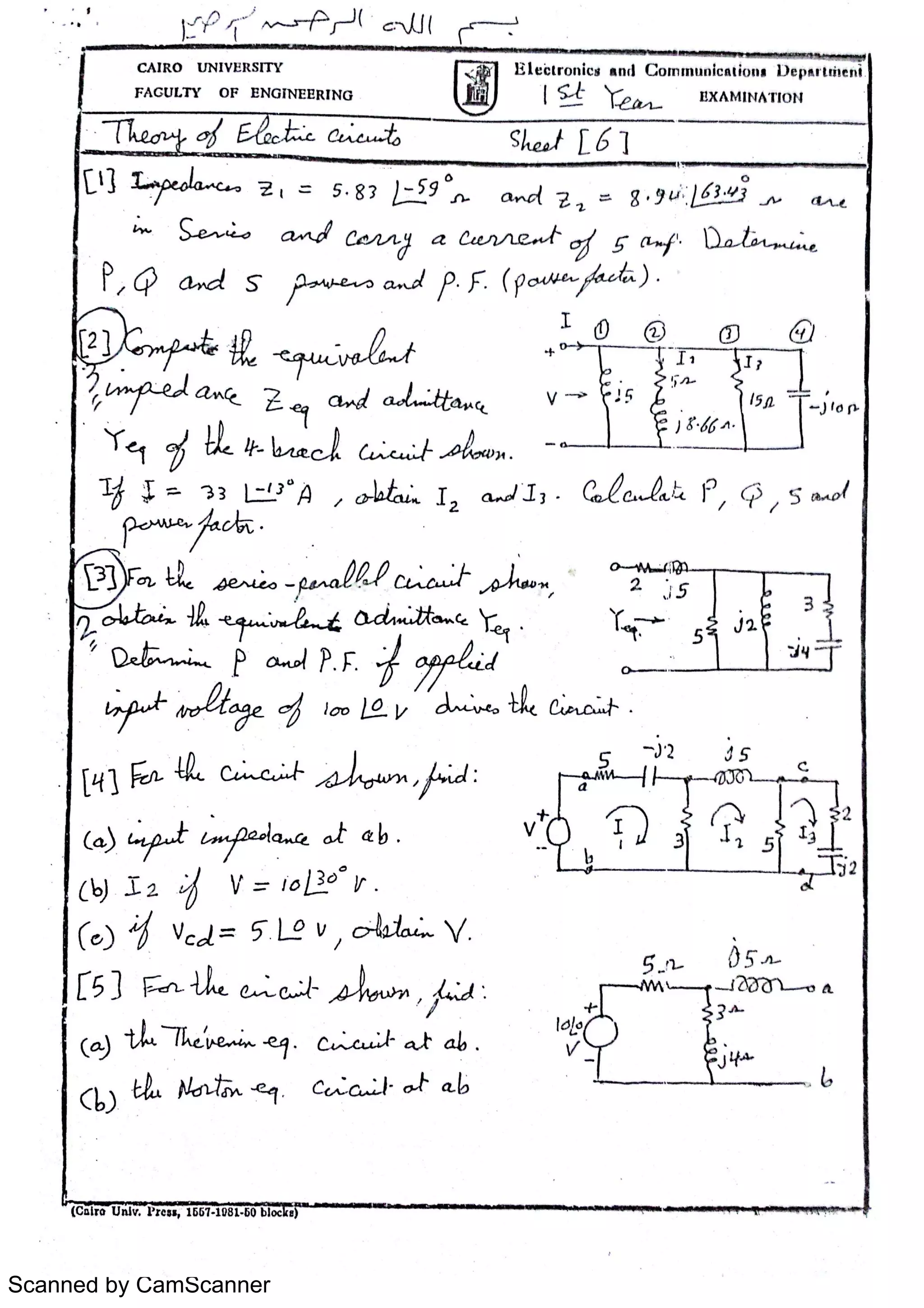 Electric Circuits Class (Solved problem set F) | PDF | Real Estate Buying and Selling | Real Estate