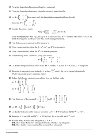 Exercises in Linear Algebra - Matrices and determinants | PDF