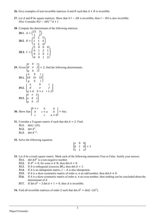 Exercises in Linear Algebra - Matrices and determinants | PDF